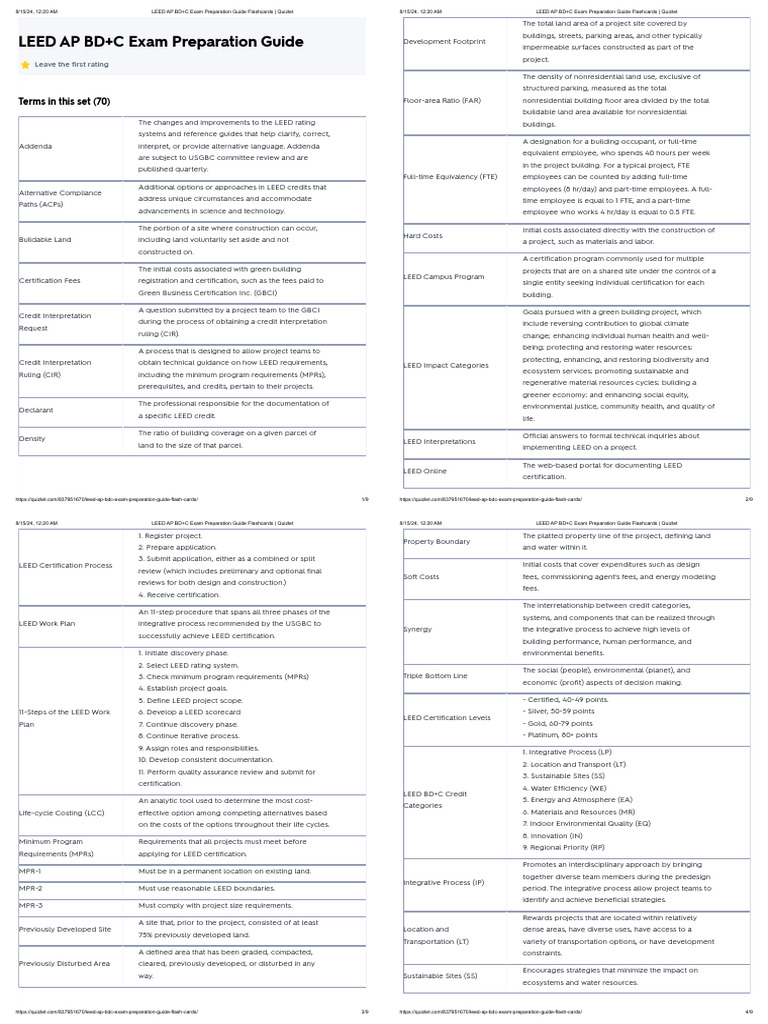 LEED AP BD+C FlashCards IMP | PDF