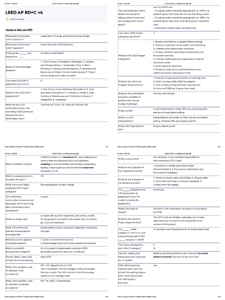 Leed AP BD+C Flashcards Imp | PDF