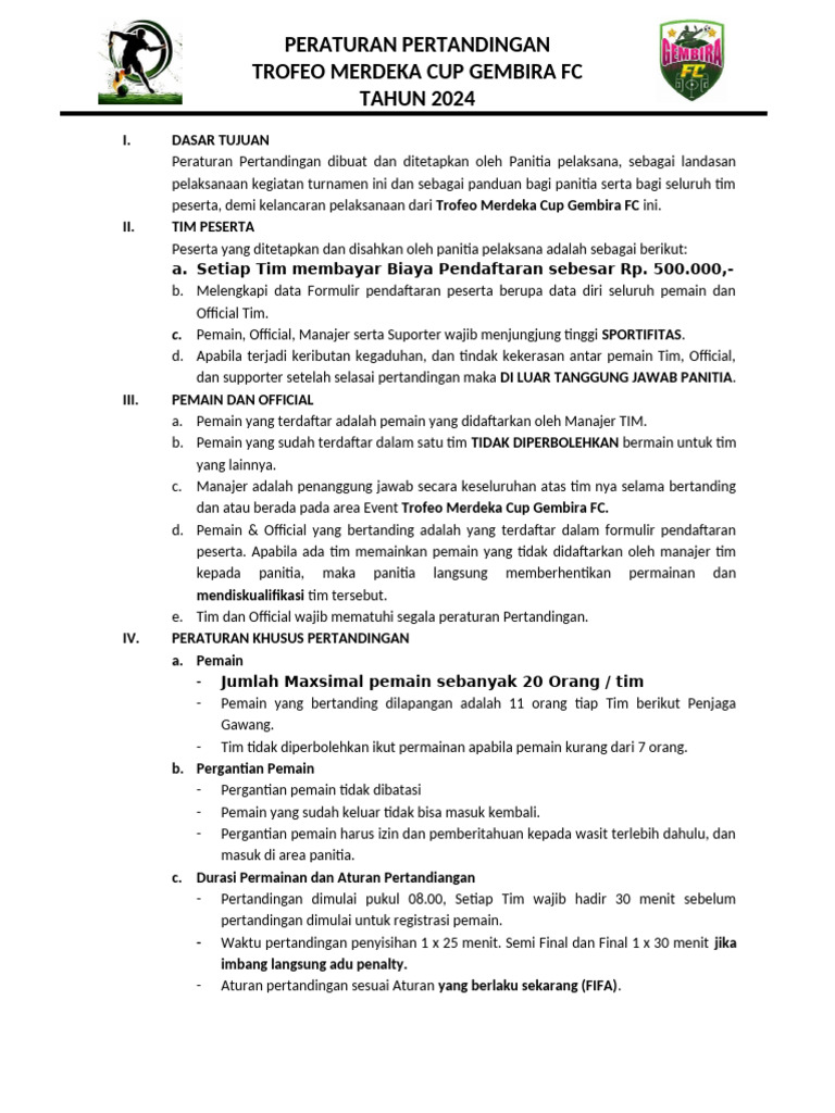 Peraturan Pertandingan | PDF