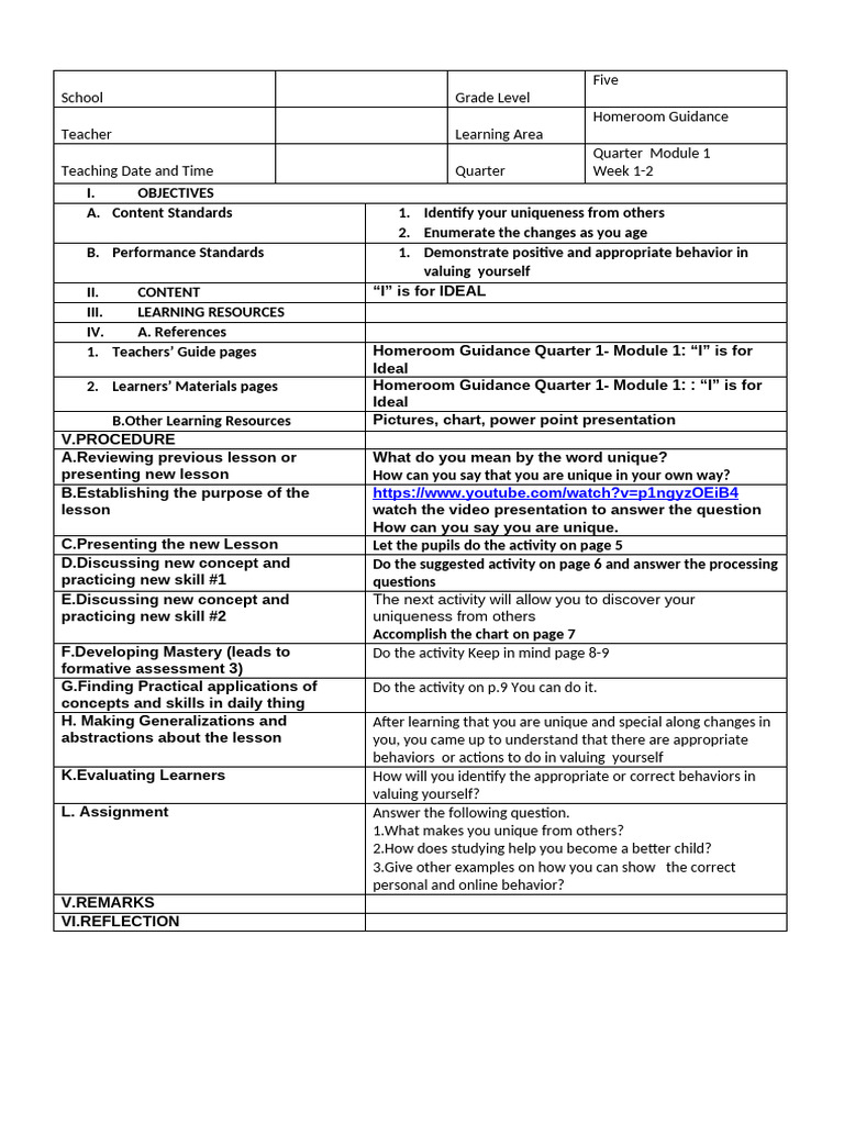 Q1 HG Lesson Plan 1 | PDF