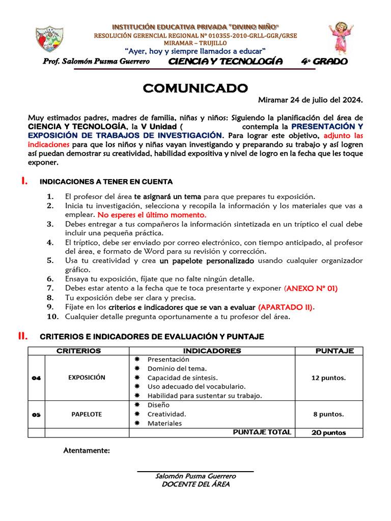 Exposiciones 4° | PDF
