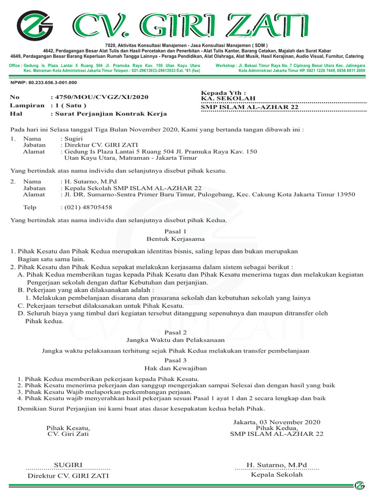 Sugiri H. Sutarno, M.PD Direktur CV. GIRI ZATI Kepala Sekolah | PDF
