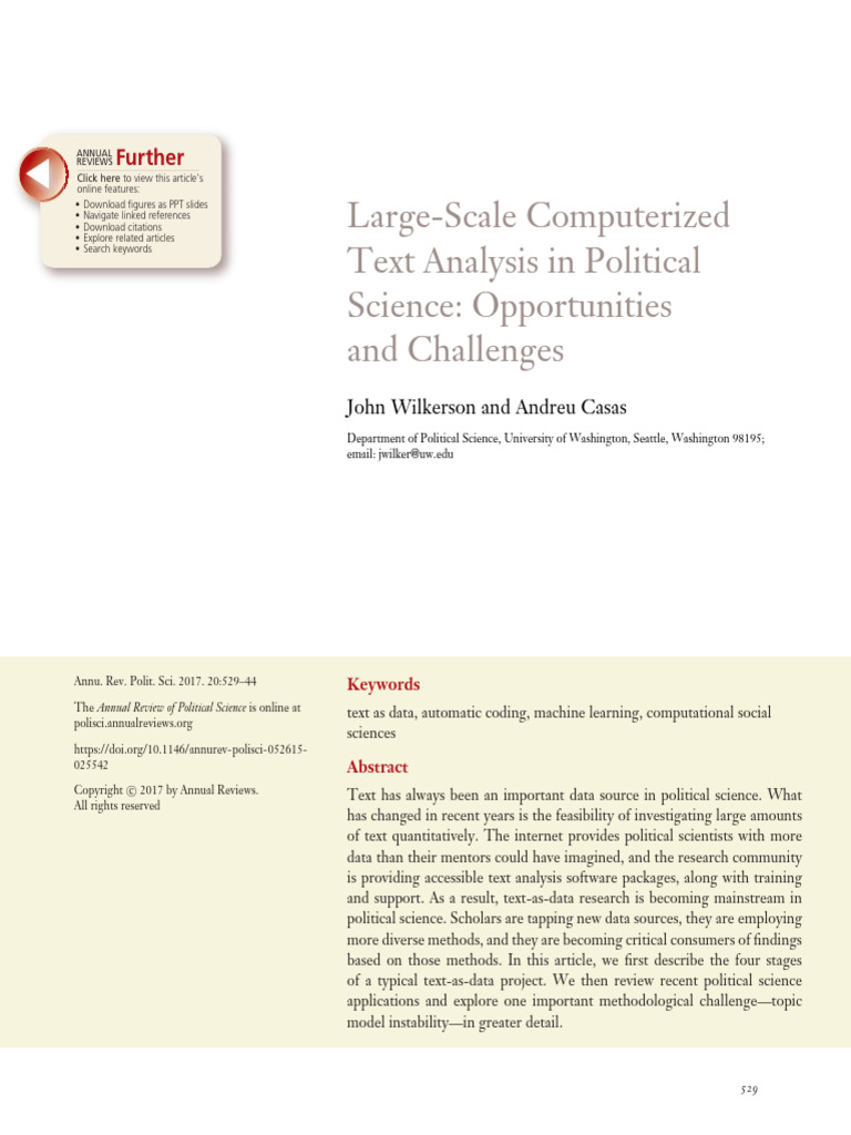Large-Scale Computerized Text Analysis in Political Science ...