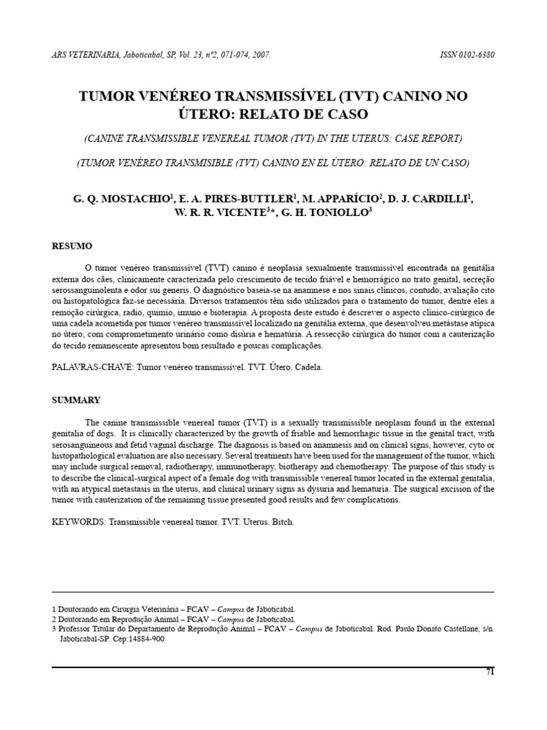 Tumor Venéreo Transmissível (TVT) Canino No Útero: Relato de Caso | PDF