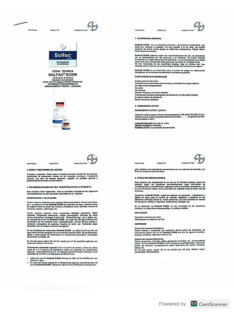 Ficha Tecnica Solfac Ec050 | PDF