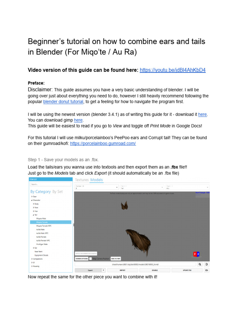 Beginner’s_Tutorial_On_How_To_Combine_Ears_And_Tails_In_Blender | PDF