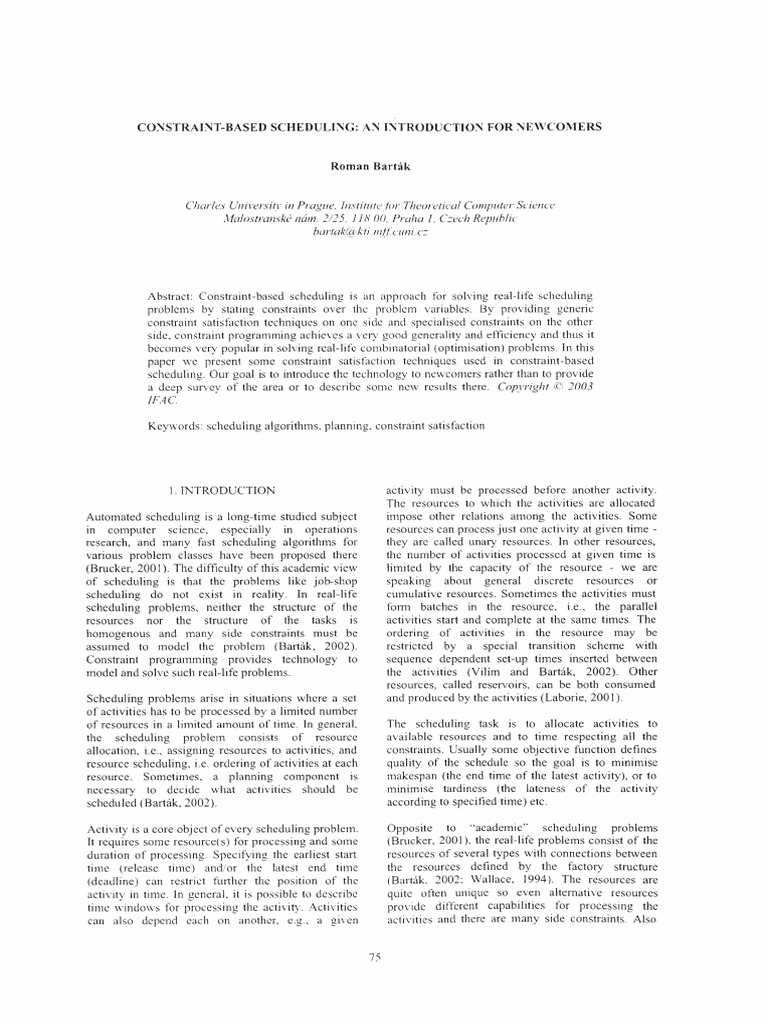 Constraint Based Scheduling | PDF