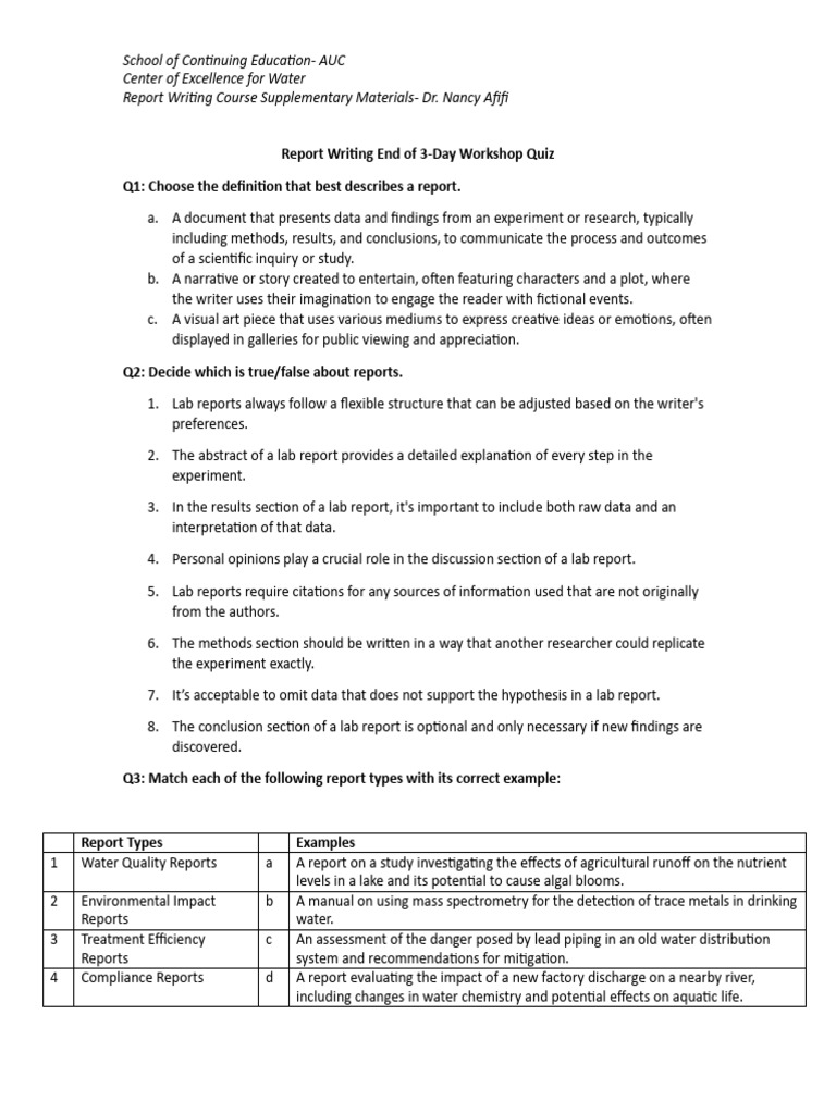 End of Course Quiz | PDF