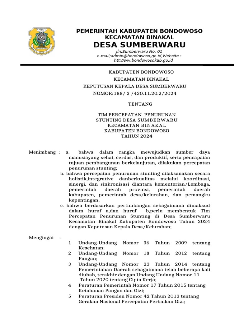 Draf SK TPPS Desa | PDF