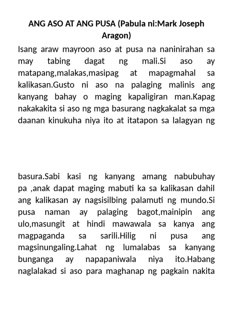 Ang Aso at Ang Pusa | PDF