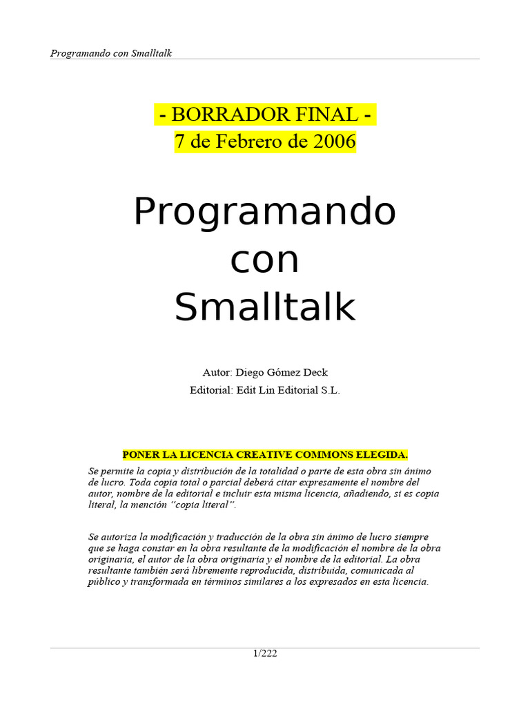 Programando Con Smalltalk (Español) | PDF