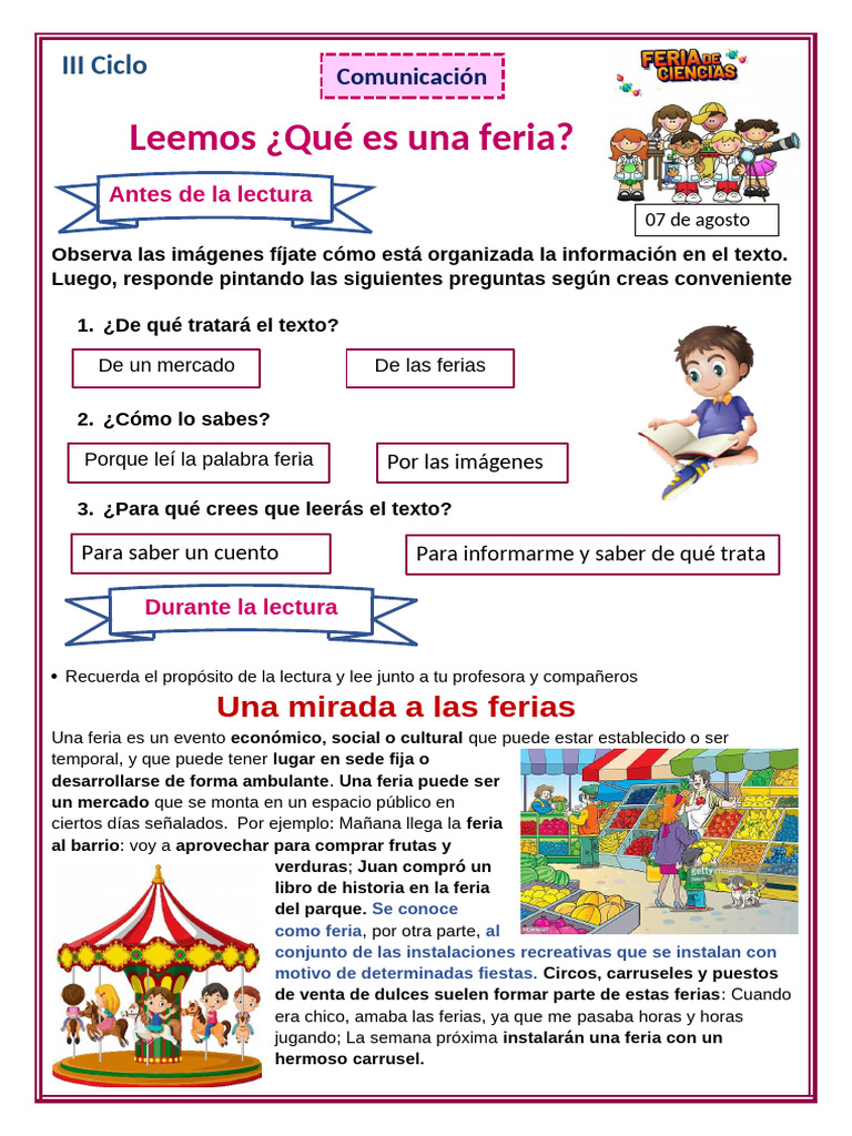 Ficha Qué Es Una Feria | PDF