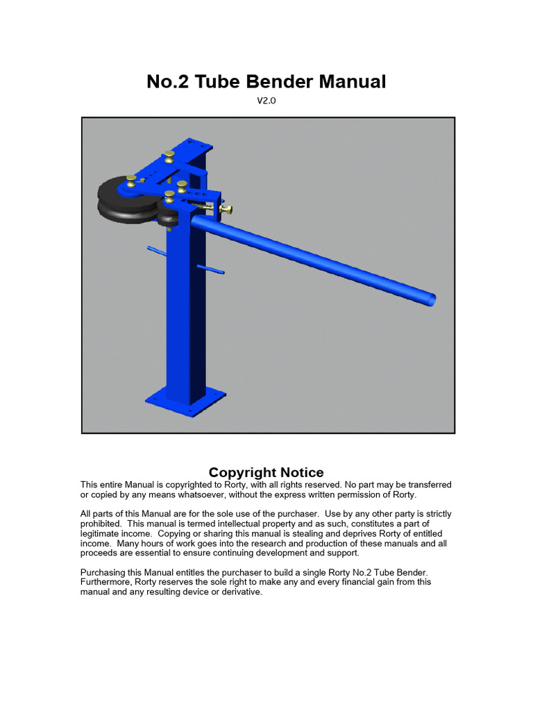 Rorty No.2 Tube Bender Manual V2.01 Dzsq8u | PDF