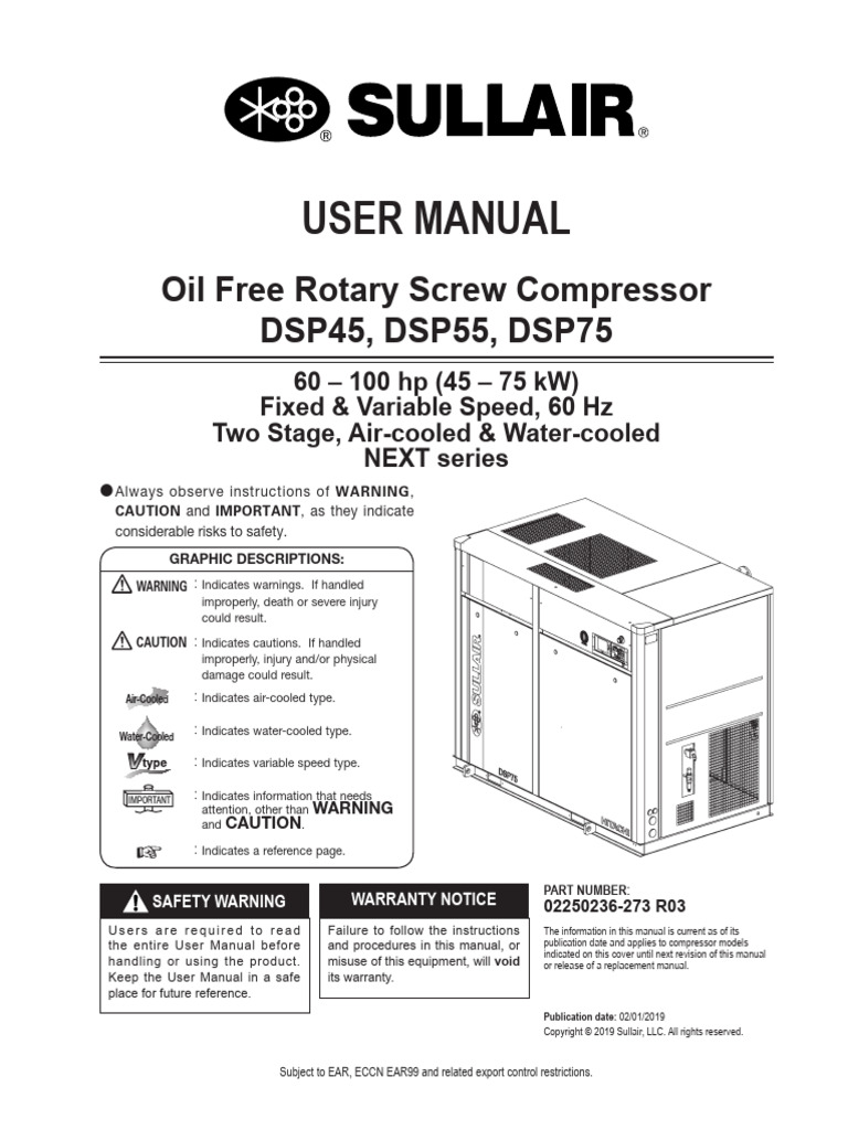 (MANUAL) DSP 45 User Manual Air and Water Cooled Fixed Speed | PDF