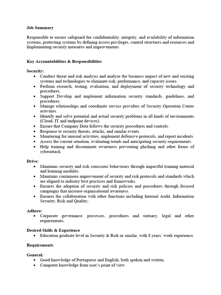 Job Summary | PDF