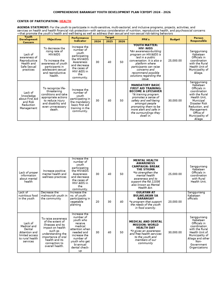 CBYDP Template | PDF | Youth | Social Science