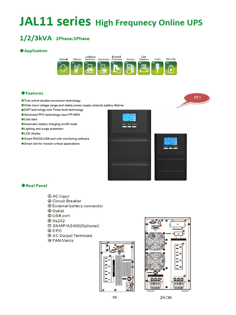 JAL11 1-3KVA 110VAC PF1 | PDF