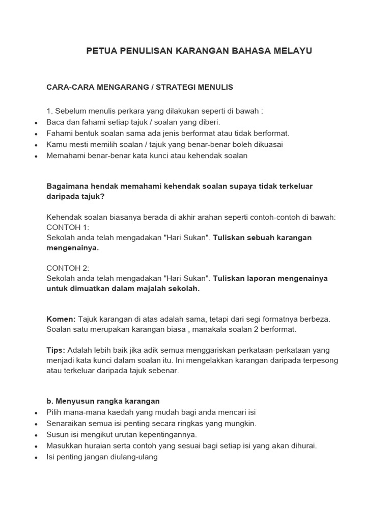 Tips Karangan Sekolah Rendah Pdf