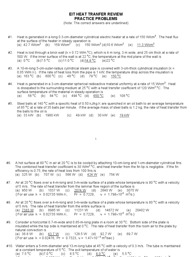 Practice Problems 4-12-09 | PDF | Heat Transfer | Heat
