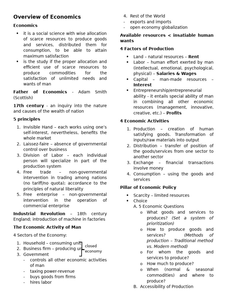 NOTES - Overview of Economics | PDF