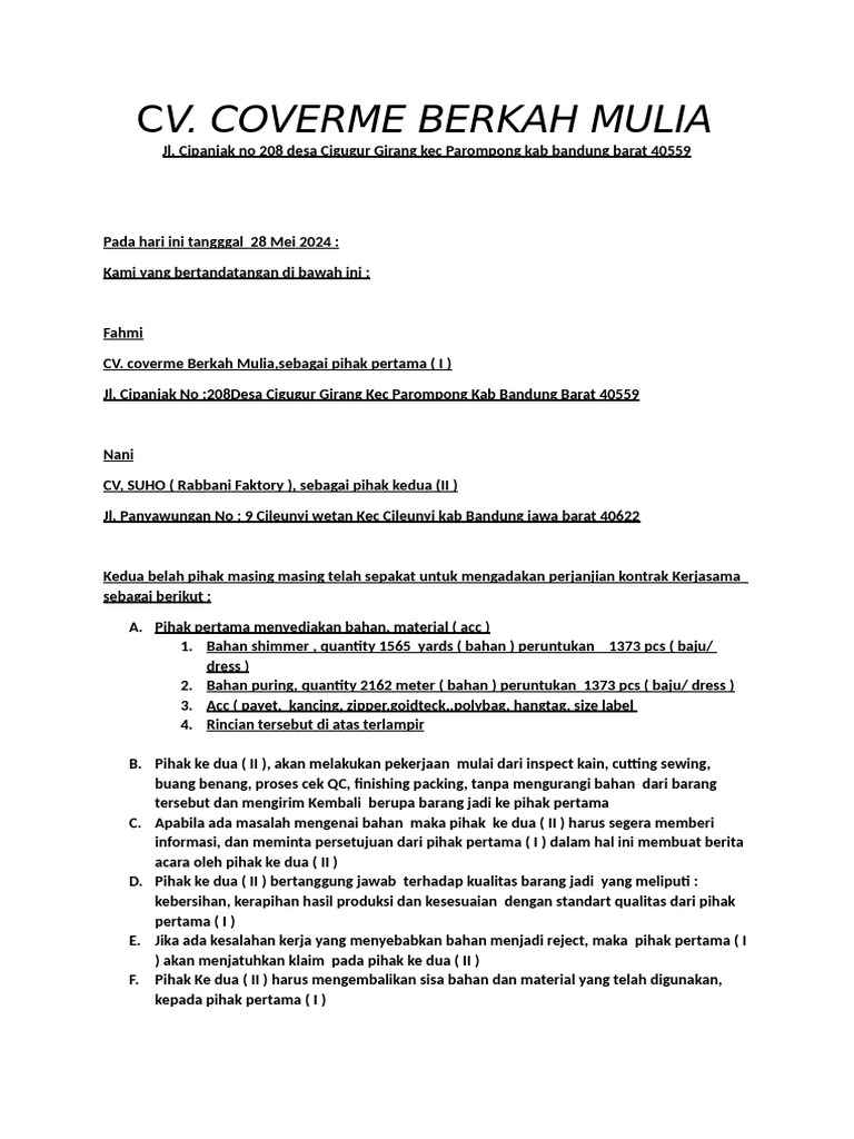 Cv. Coverme Berkah Mulia | PDF