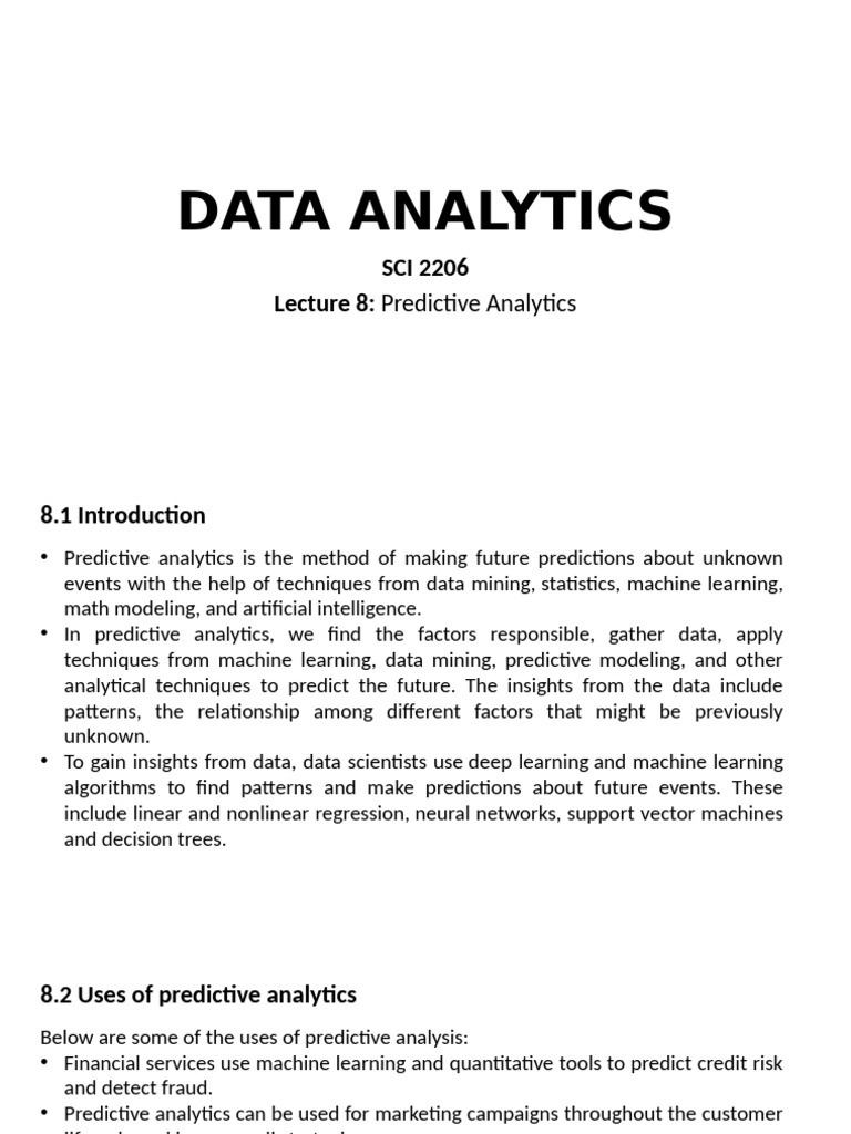Lecture 7 Predictive Analytics | PDF