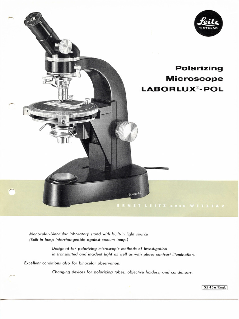 Ernst Leitz 1965 Laborlux Polarising Microscope | PDF