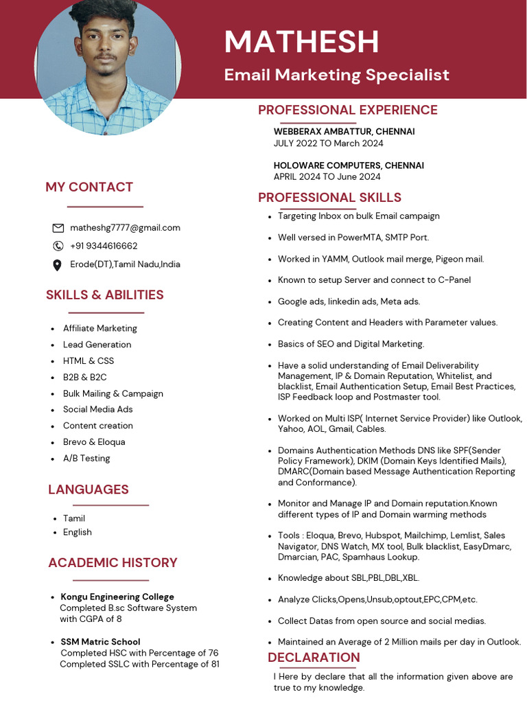 Mathesh Resume PDF | PDF