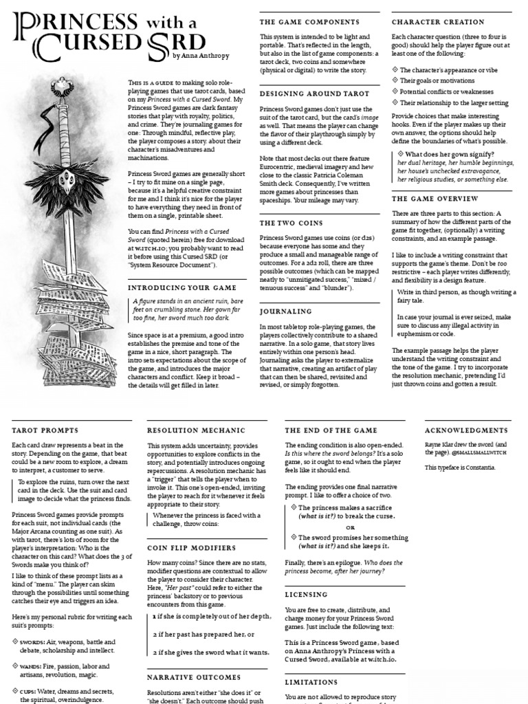 Princess With A Cursed SRD | PDF