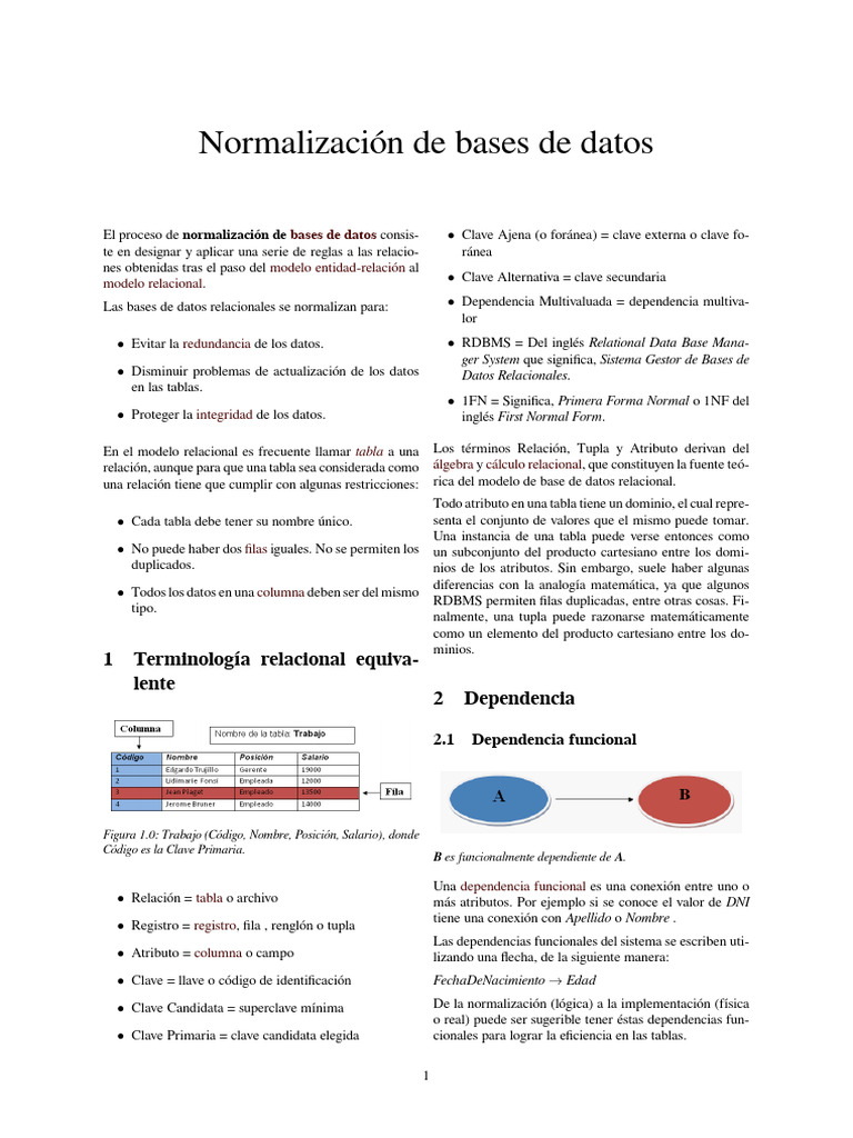 Normalización de Bases de Datos | PDF