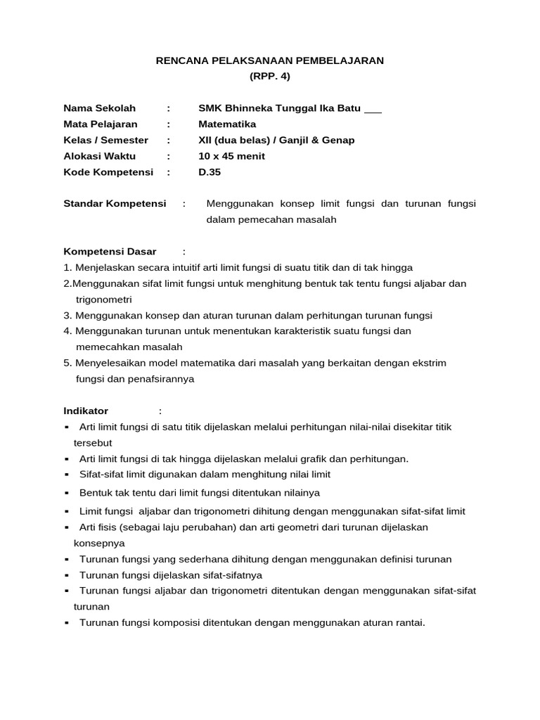 RPP MTK XII 4 Edit | PDF