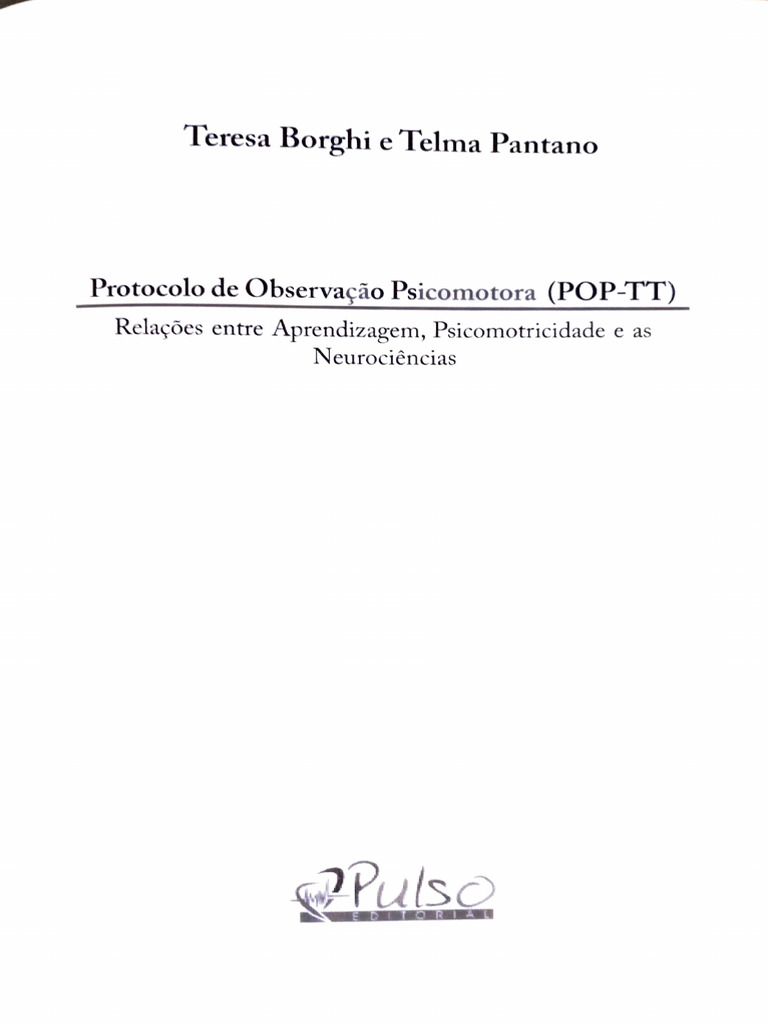 Protocolo de Observação Psicomotora - POP-TT | PDF
