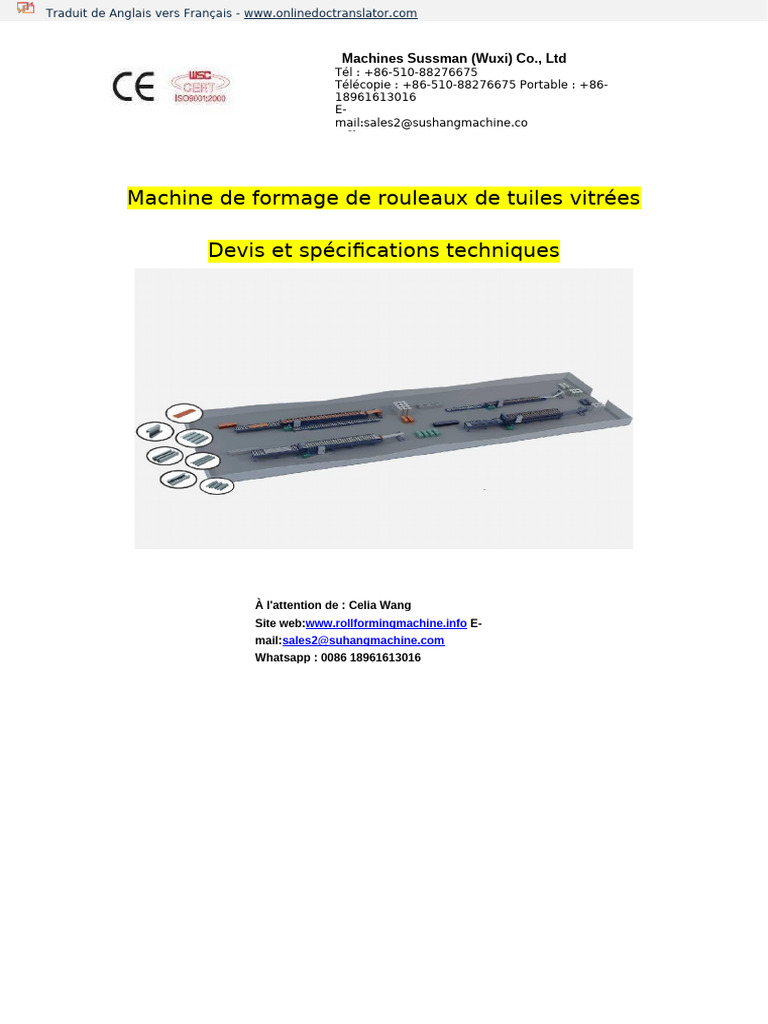 Machine de Formage de Rouleaux de Tuiles Vitrées Devis Et ...