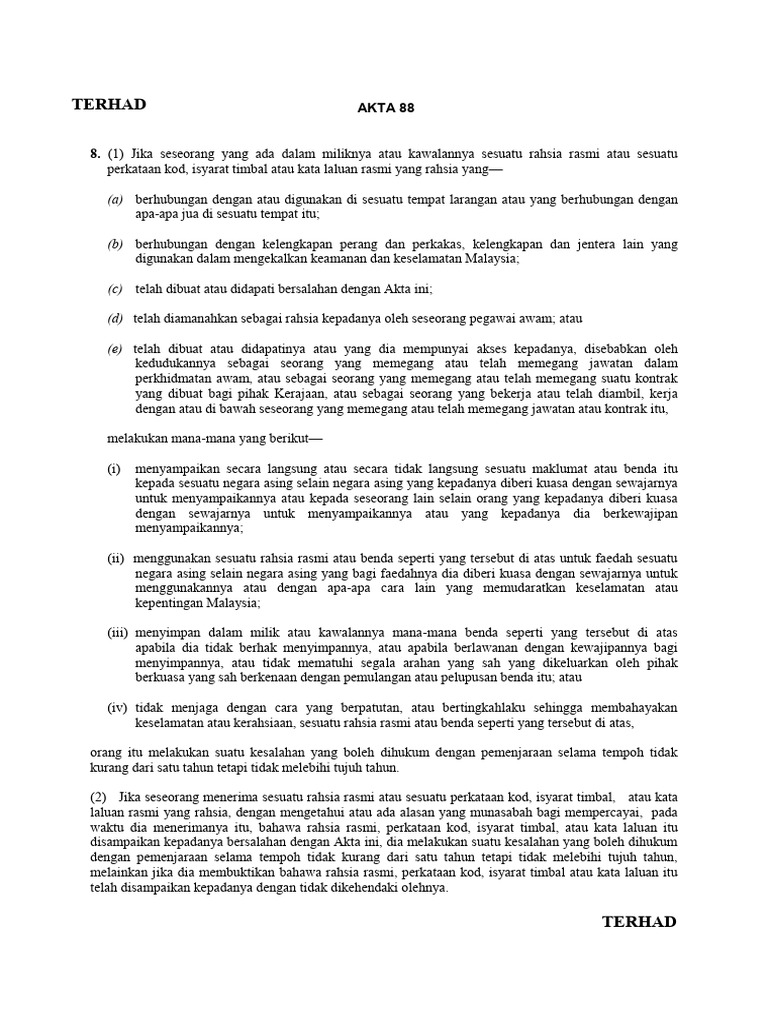 Borang Akta Rahsia Rasmi | PDF