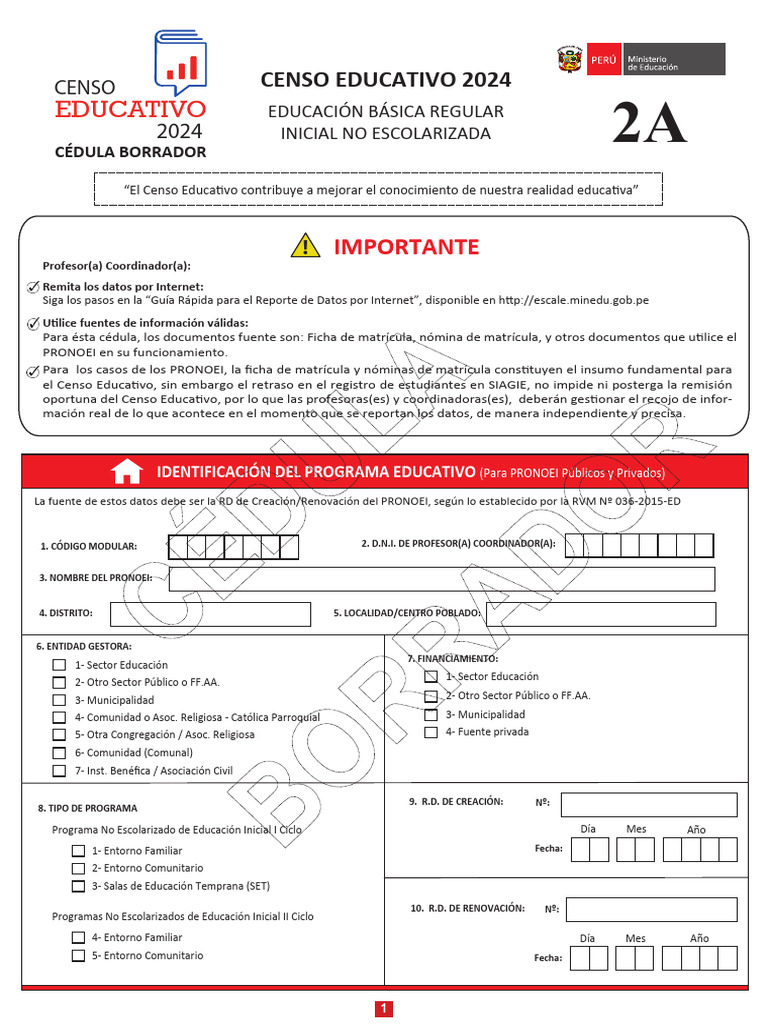 Cedula 2A Censo Educativo 2024 | PDF