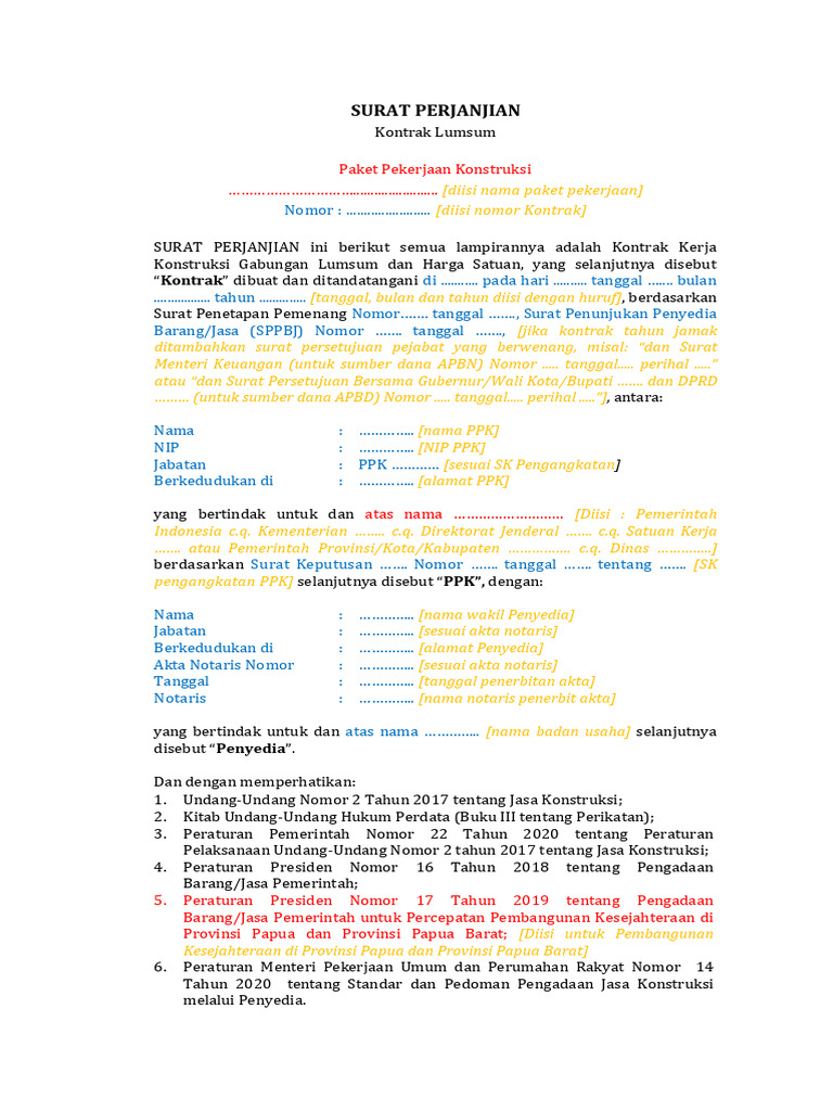 Rancangan Surat Perjanjian | PDF