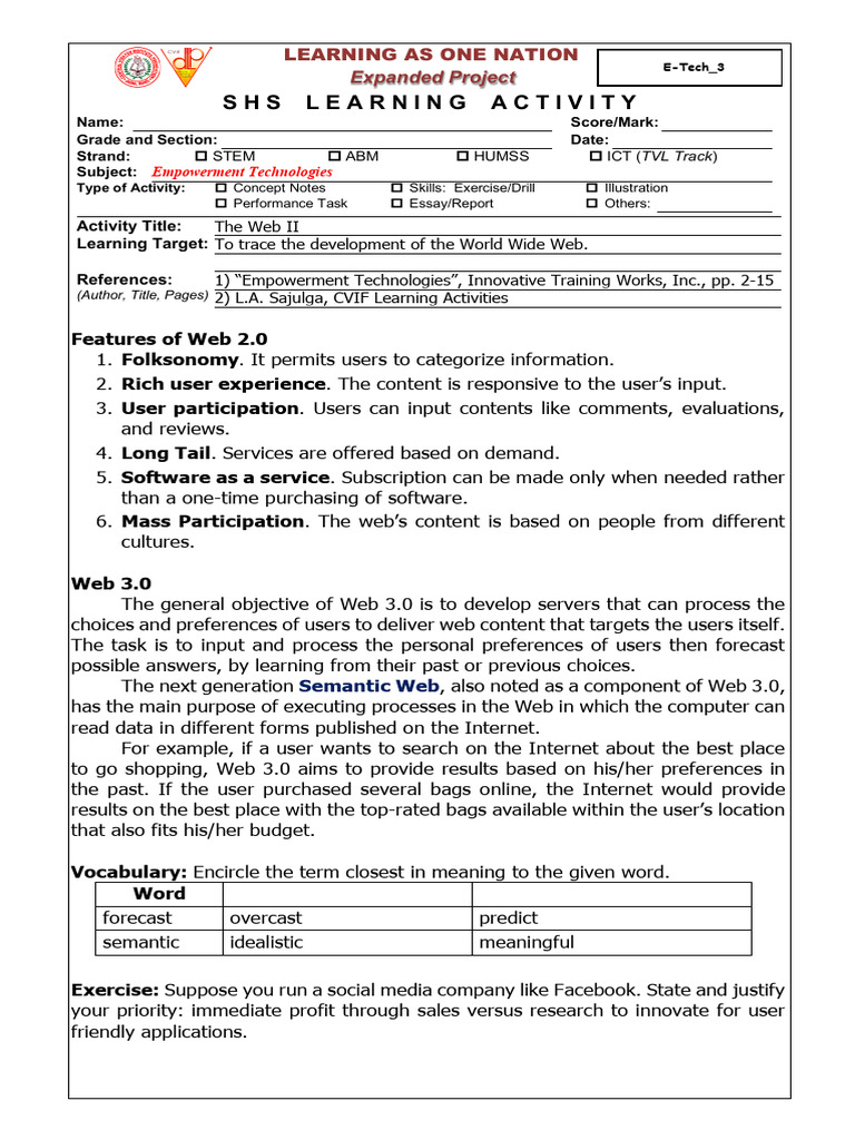 ETech LAS 3 The Web II | PDF