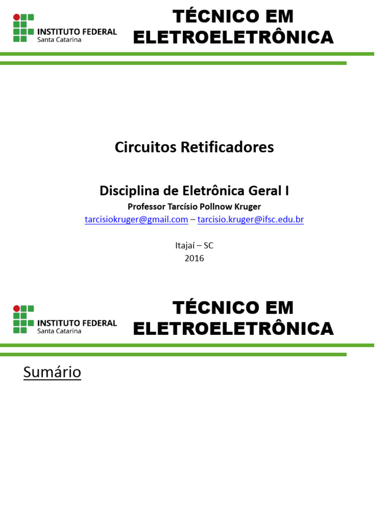 EG118702 - Aula 6 - Circuitos Retificadores | PDF | Retificador | Diodo