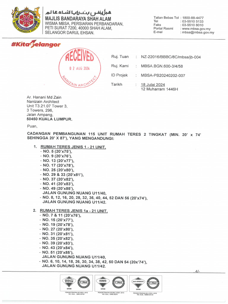 240718_8C-Surat Kelulusan Permit Bangunan Sementara | PDF