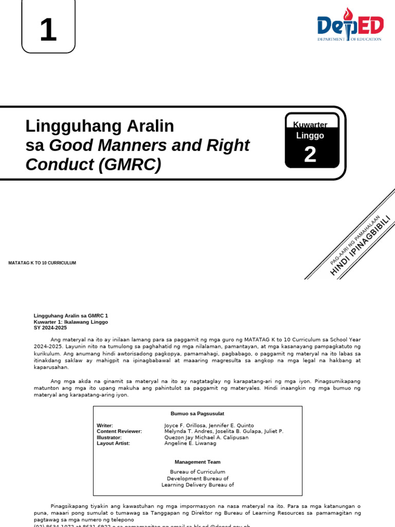 LE - GMRC 1 - Q1 - Week2 - v.3 | PDF