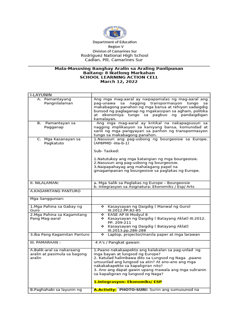Lesson Plan For 2nd COT | PDF