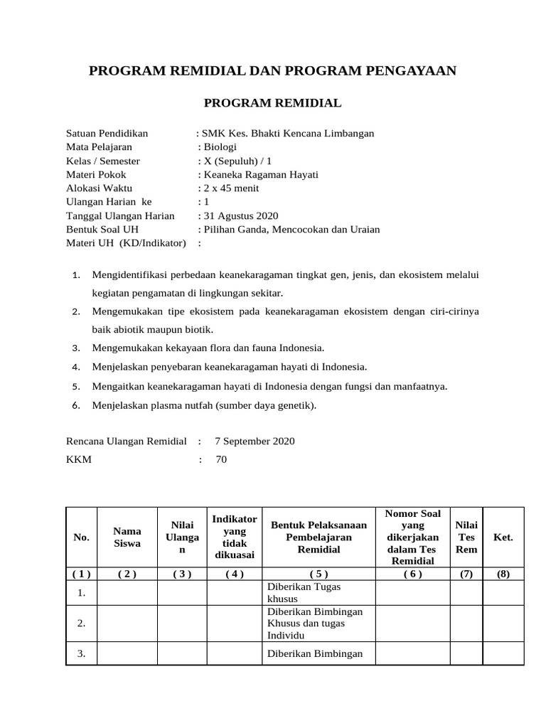 Program Remidial Dan Program Pengayaan | PDF