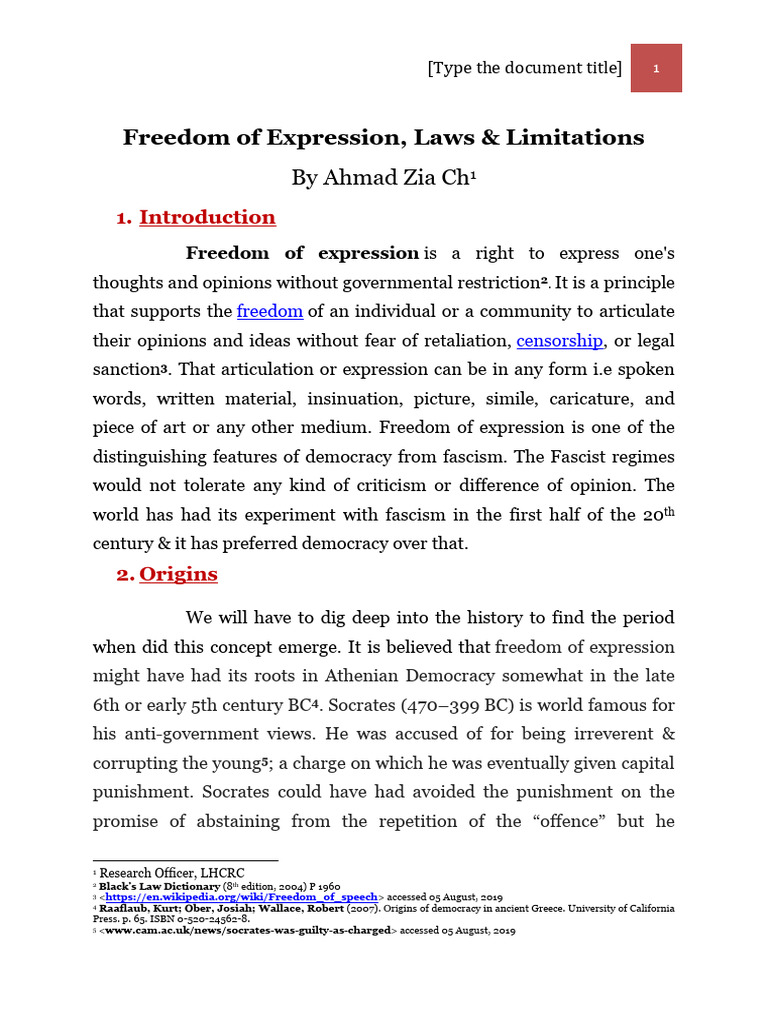 Freedomof Expression, Laws&Limitations 2020 PLJ140 | PDF