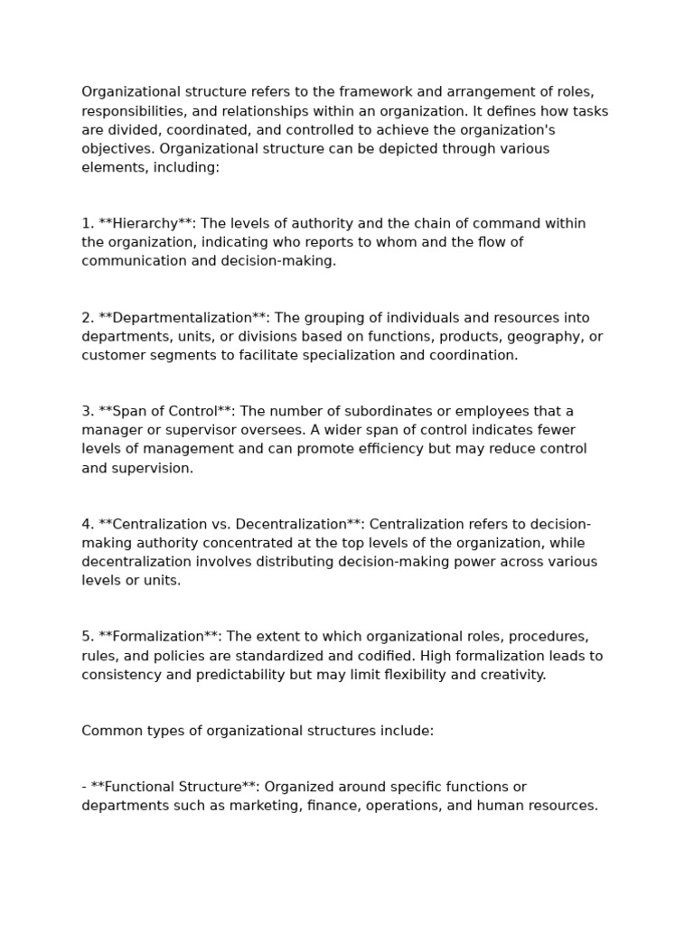 Organizational Structure | PDF