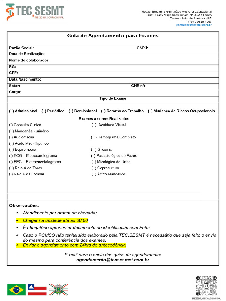 Guia Para Agendamento de Exames | PDF
