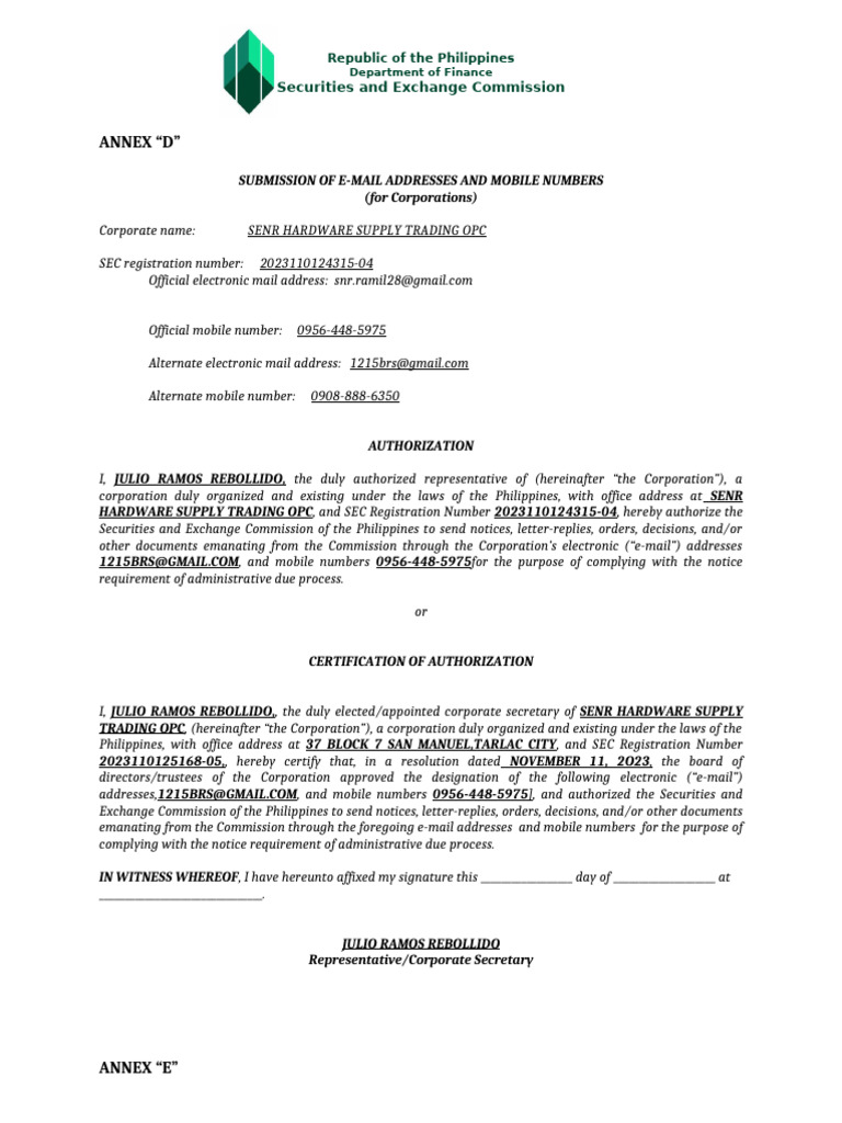2020form - MC28s2020 Annexes D To G | PDF