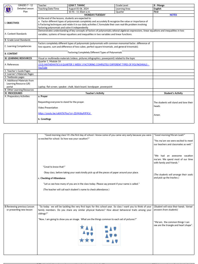 Math 8 Polynomials | PDF
