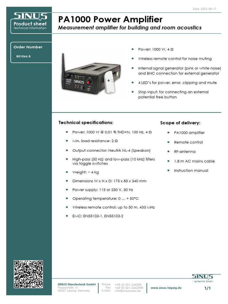 Produktblatt PA1000 | PDF