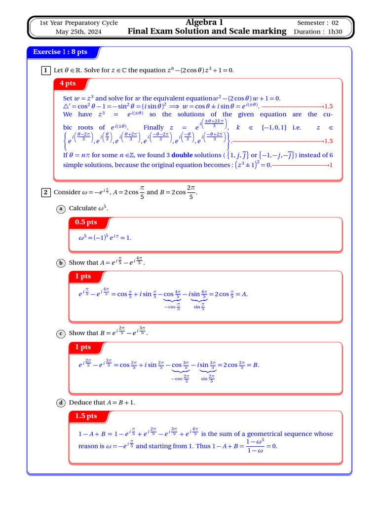 Final Exam Solution | PDF