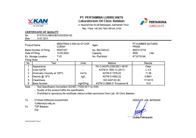 Database Pengujian Internal Terupdate 2021-2024 - Form Coq | PDF